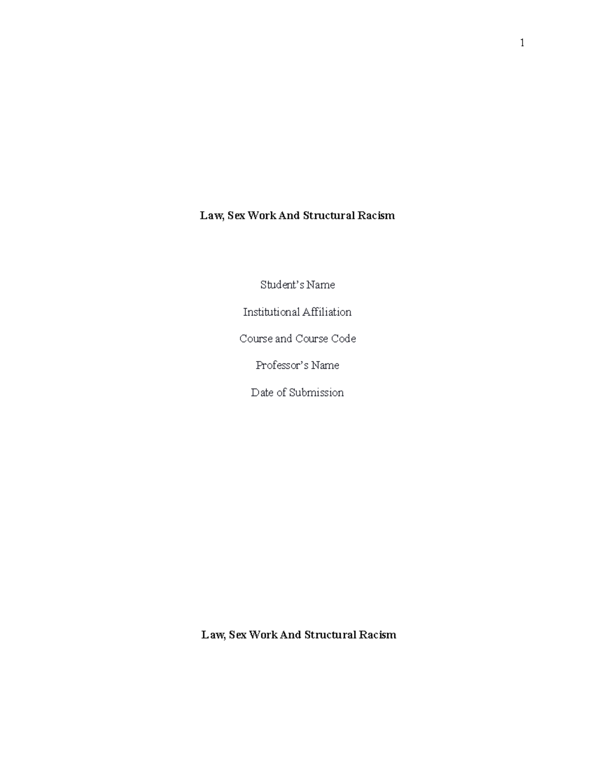 Law Sex Worker And Structural Racism Law Sex Work And Structural 2444