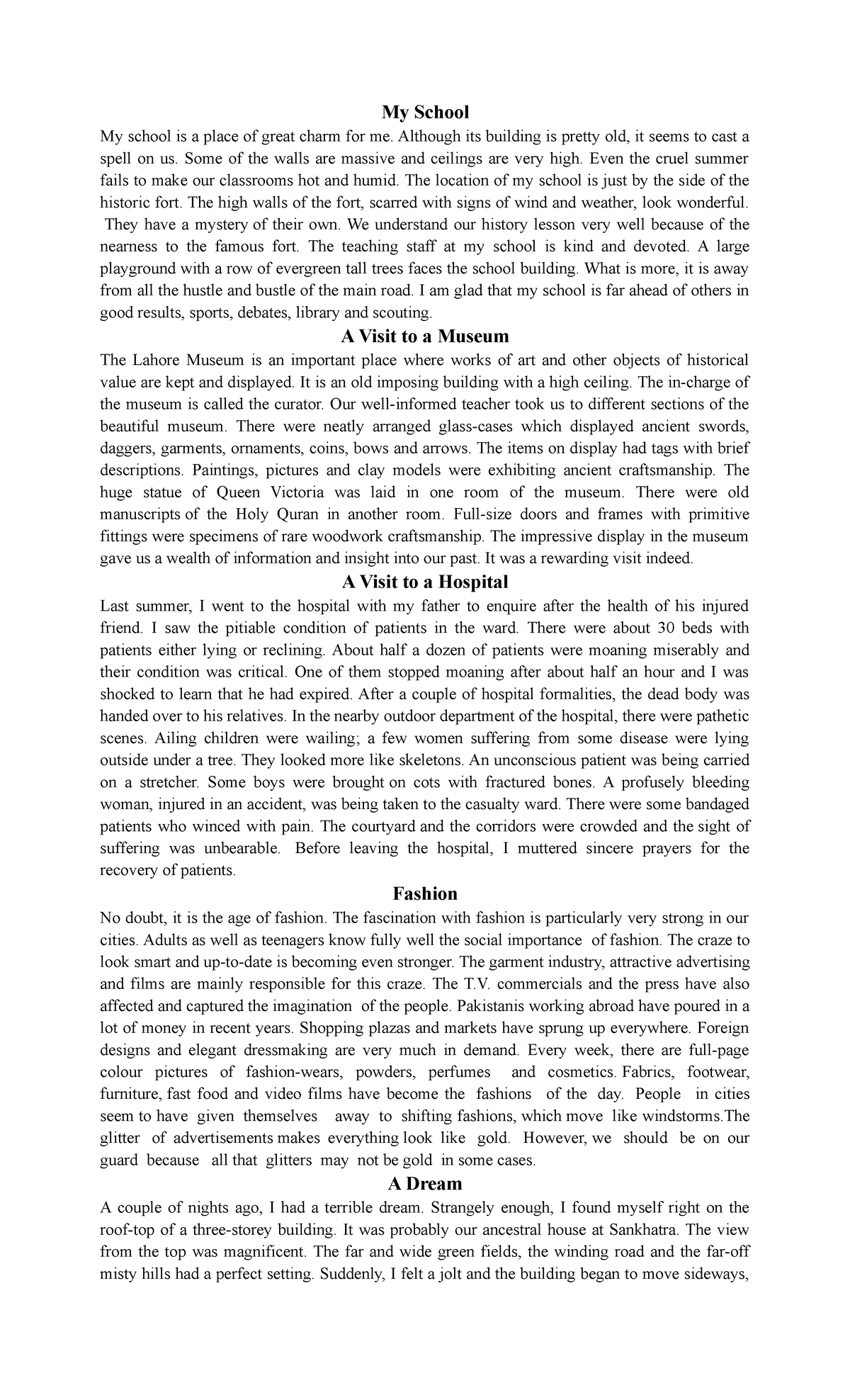 Paragraphs class 10th - My School My school is a place of great charm ...