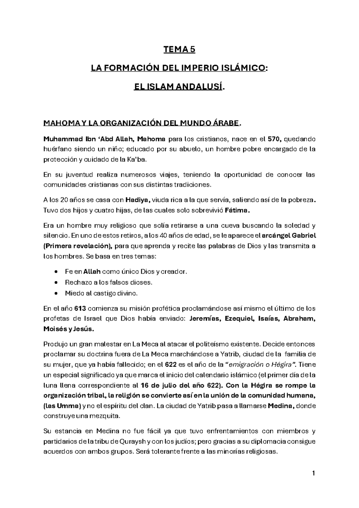 TEMA 5: La Formación del Imperio Islámico y su Expansión Histórica ...