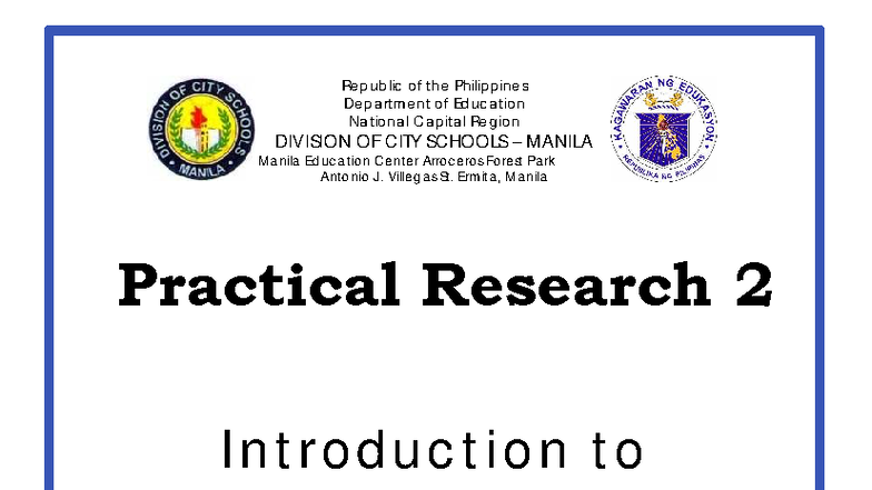 Practical Research 2: Intro to Quantitative Research Module 1 - Studocu