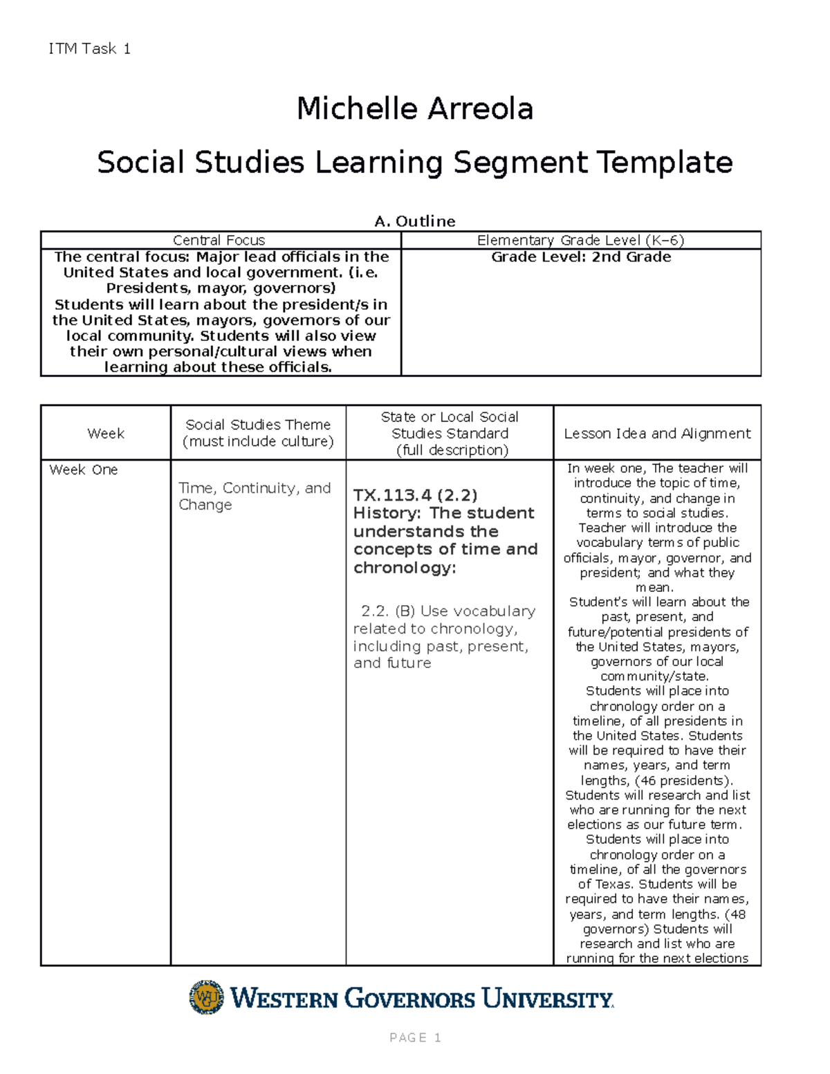 Social Studies Learning Segment Template copy - Michelle Arreola Social ...