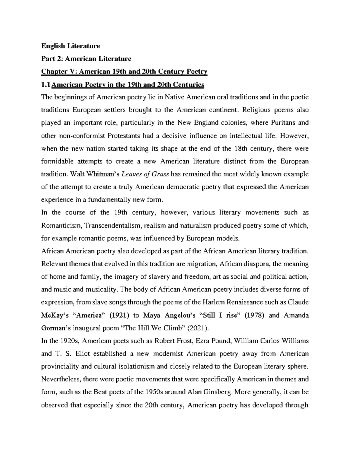 Am Lit Chapter 4 Overview: Modernism to Postmodernism (131085) - Studocu