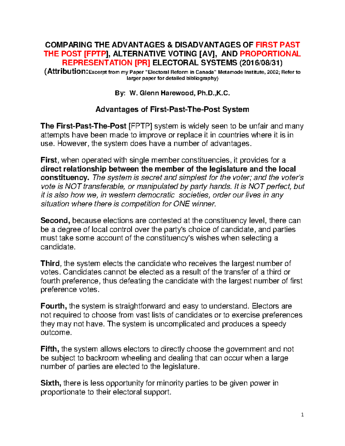 Comparing FPTP, AV, and PR Electoral Systems: Pros and Cons Analysis ...