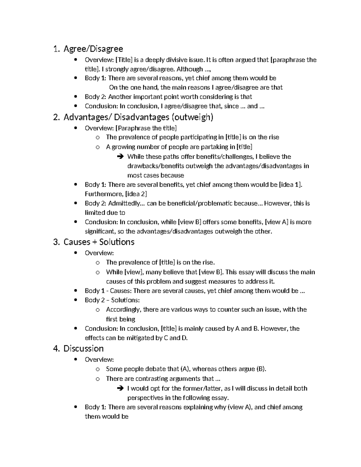 IELTS Task 2 Essay Templates: Overview, Causes, and Solutions - Studocu