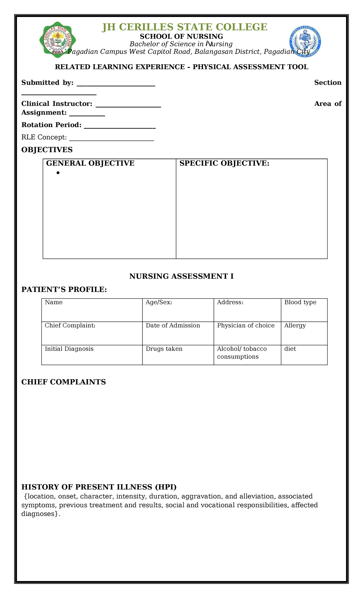 RLE Physical Assessment Tool - LV2 PA Tool for Nursing Students - Studocu
