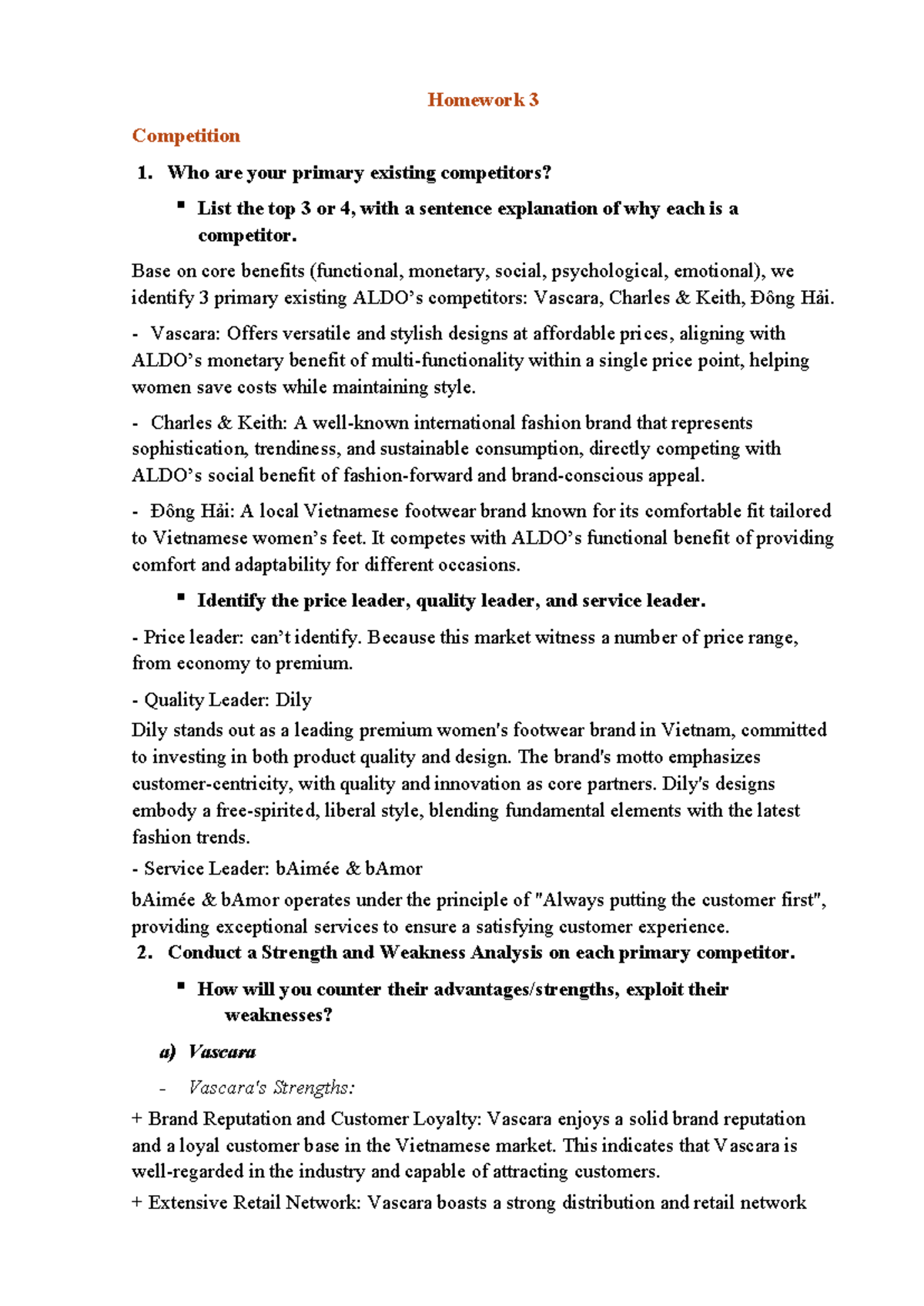 BL-Homework 3: Competitor Analysis and Strategic Insights - Studocu