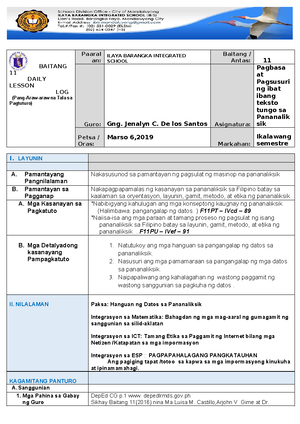JHS Detailed LP - Detailed Lesson Plan Subject: Science 9 Quarter ...