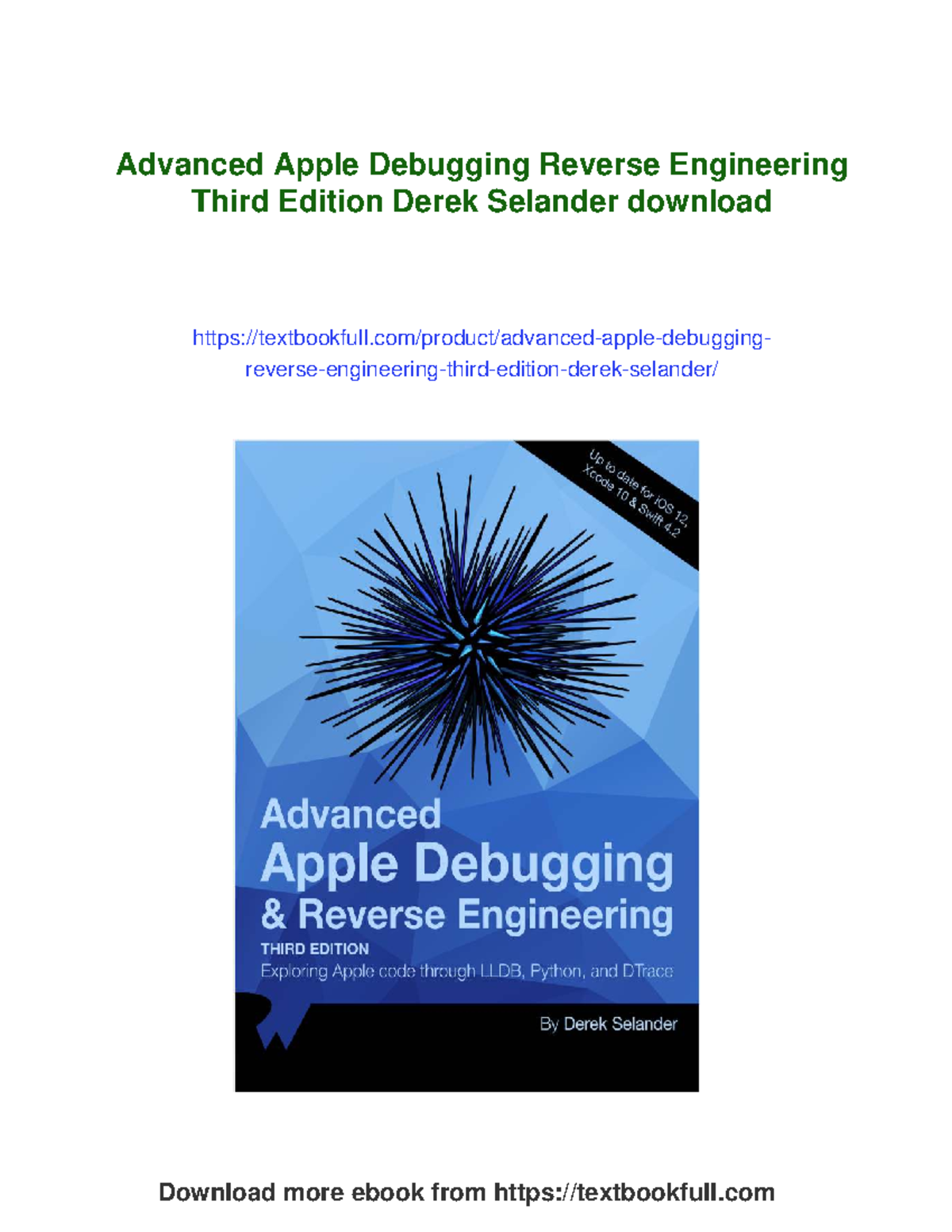 Advanced Apple Debugging & Reverse Engineering (3rd Ed.) by Derek Selander - Studocu