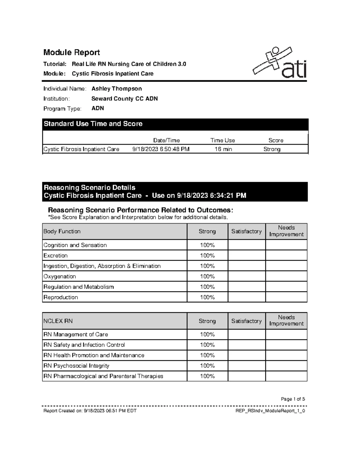 ATI- RN Assessment of Spinal Cord Function Alterations: Performance ...
