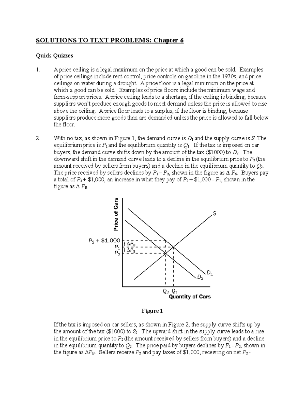 Solutions for principles of economics chapter 6 - 13 - SOLUTIONS TO ...