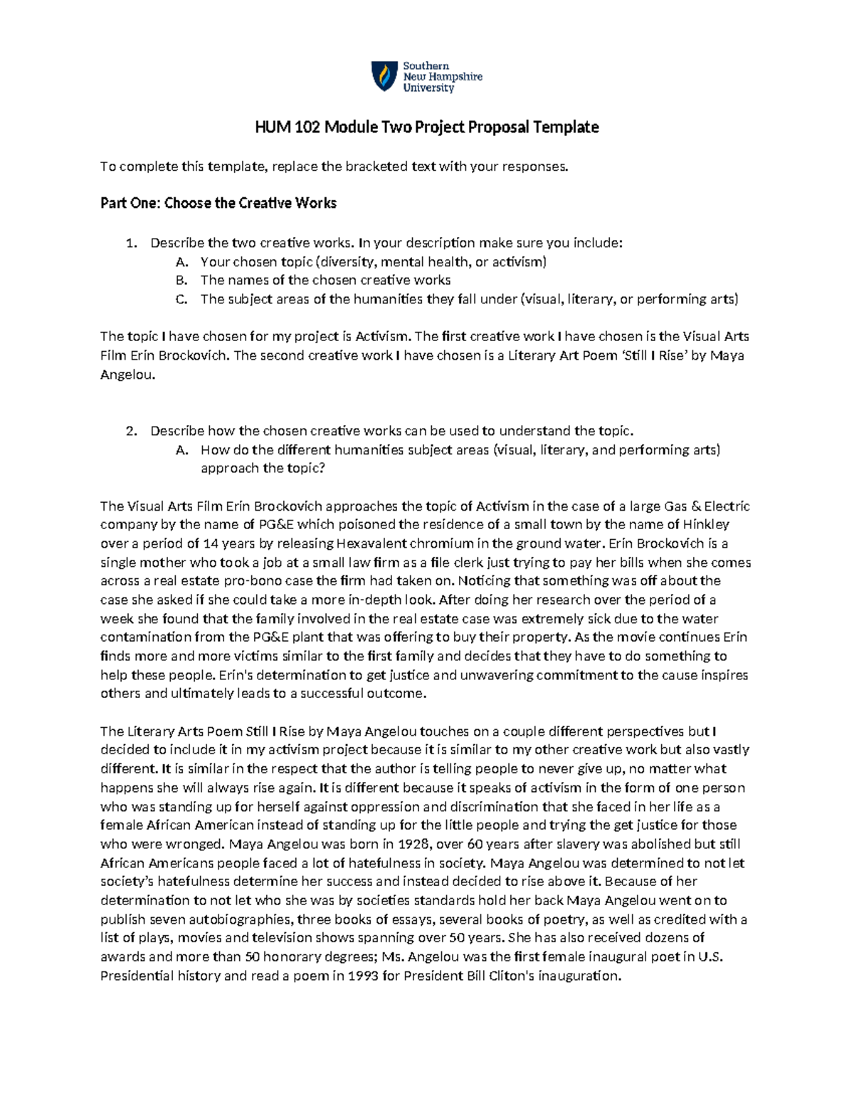 HUM 102 Module Two Activism Project Proposal Template - Studocu