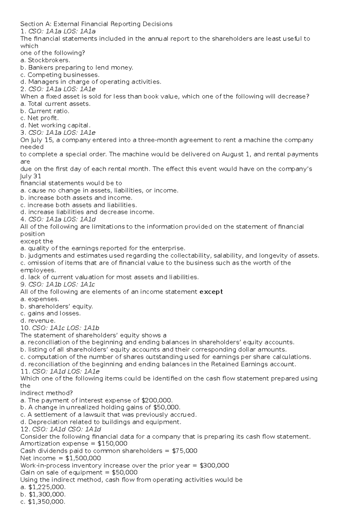 CMA Final Exam: Section A - External Financial Reporting Decisions ...