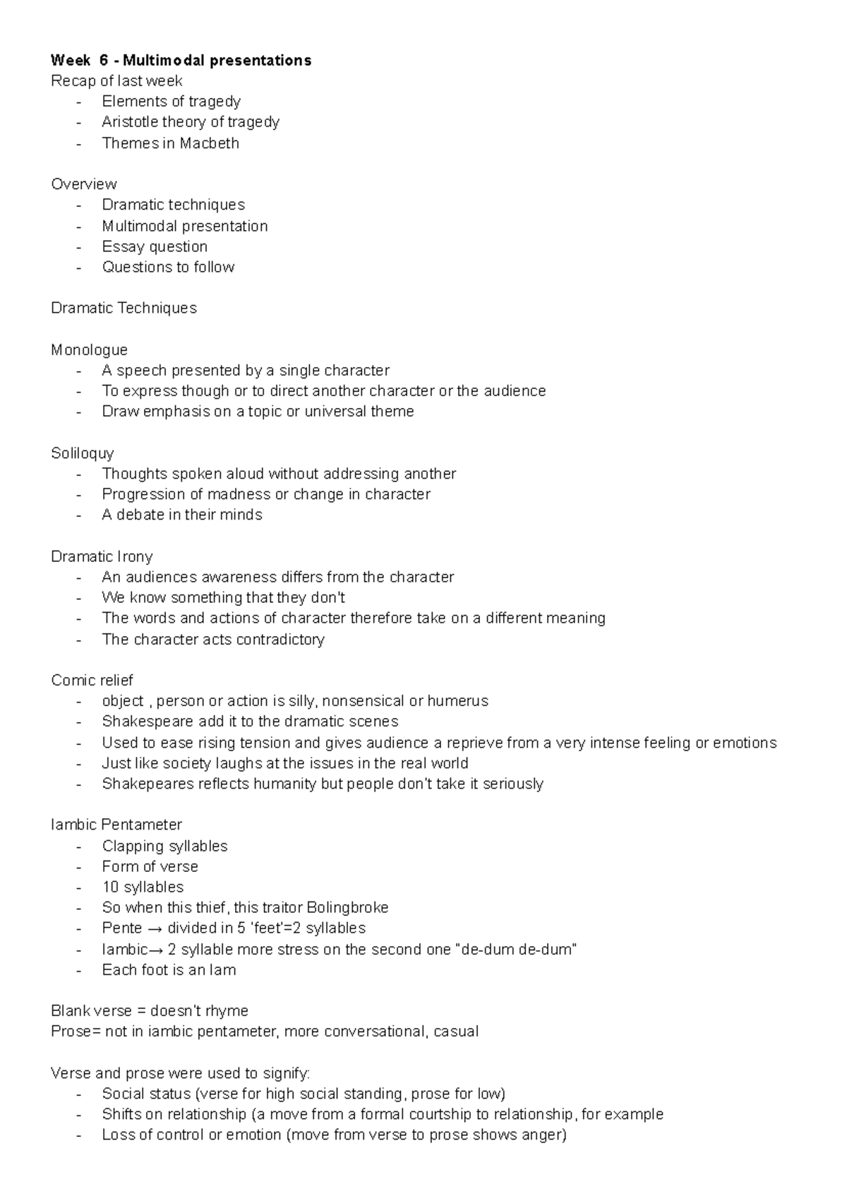 ENG 101: Multimodal Presentation Notes on Shakespeare's Tragedies - Studocu