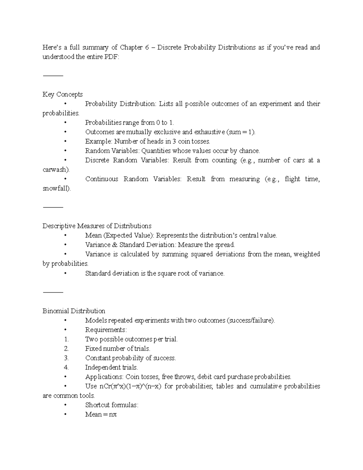 Practice Questions for Chapters 4-6: Discrete Probability Distributions ...