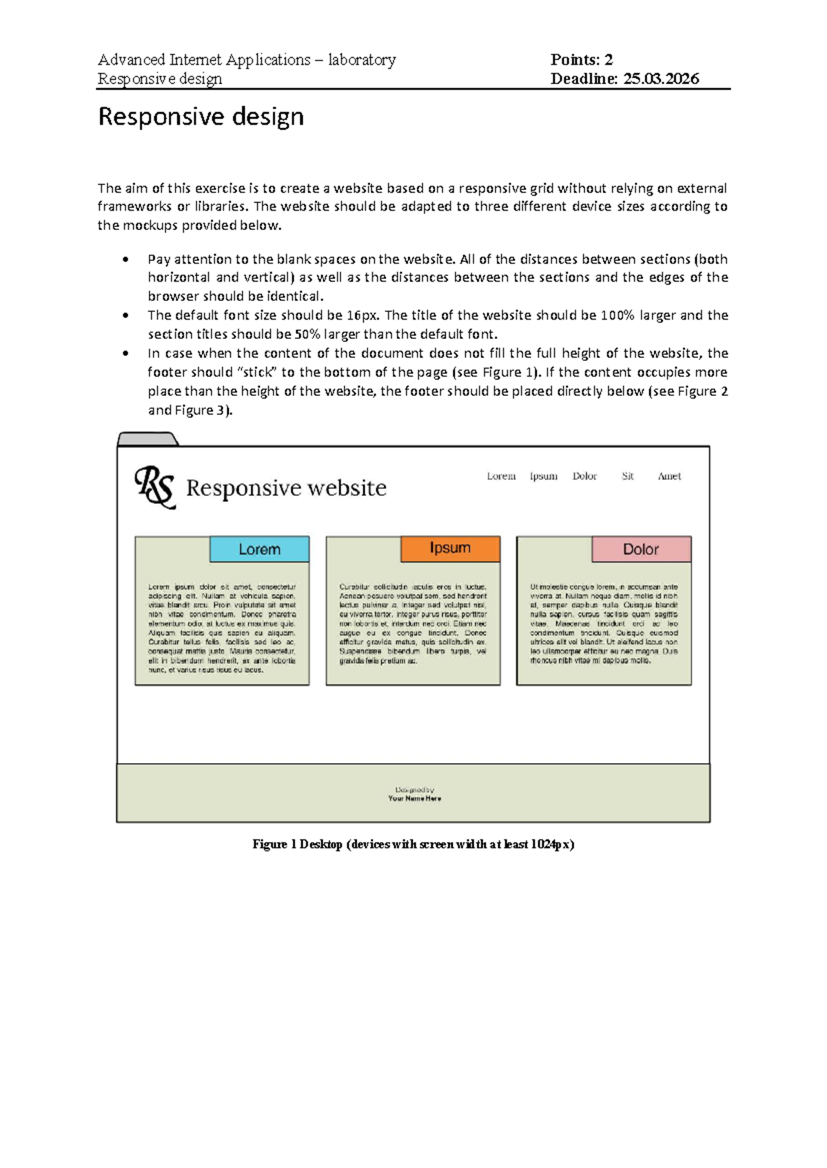 Advanced Internet Applications Lab: Responsive Design Assignment 1 ...
