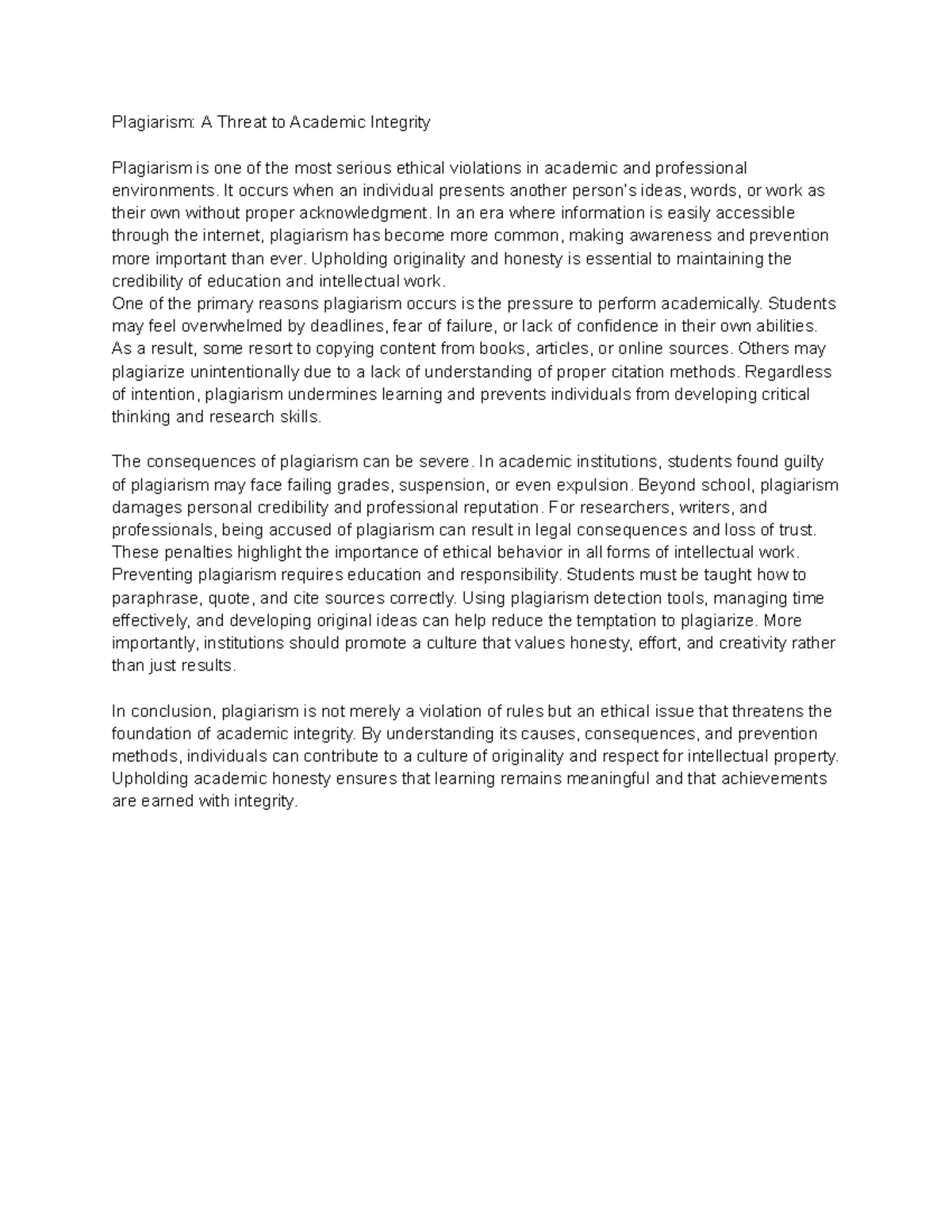 Plagiarism: Understanding Its Impact on Academic Integrity - Studocu