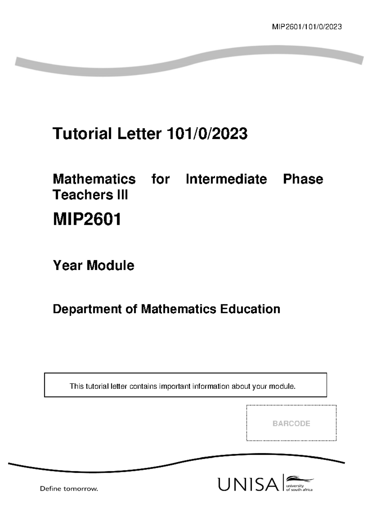 MIP2601 Study Guide: Mathematics for Intermediate Phase Teachers III - Studocu