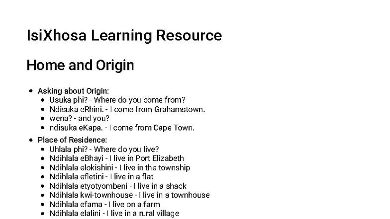 IsiXhosa Language Learning and Application Study Guide (Course Code: N ...