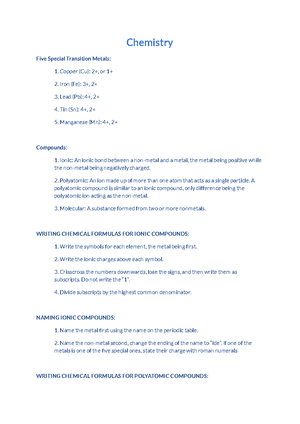 Chemistry - Grade: 10 - High School - Canada - Studocu