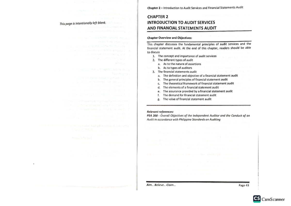 Chapter 2 Introduction to Audit Services and Financial Statements Audit ...