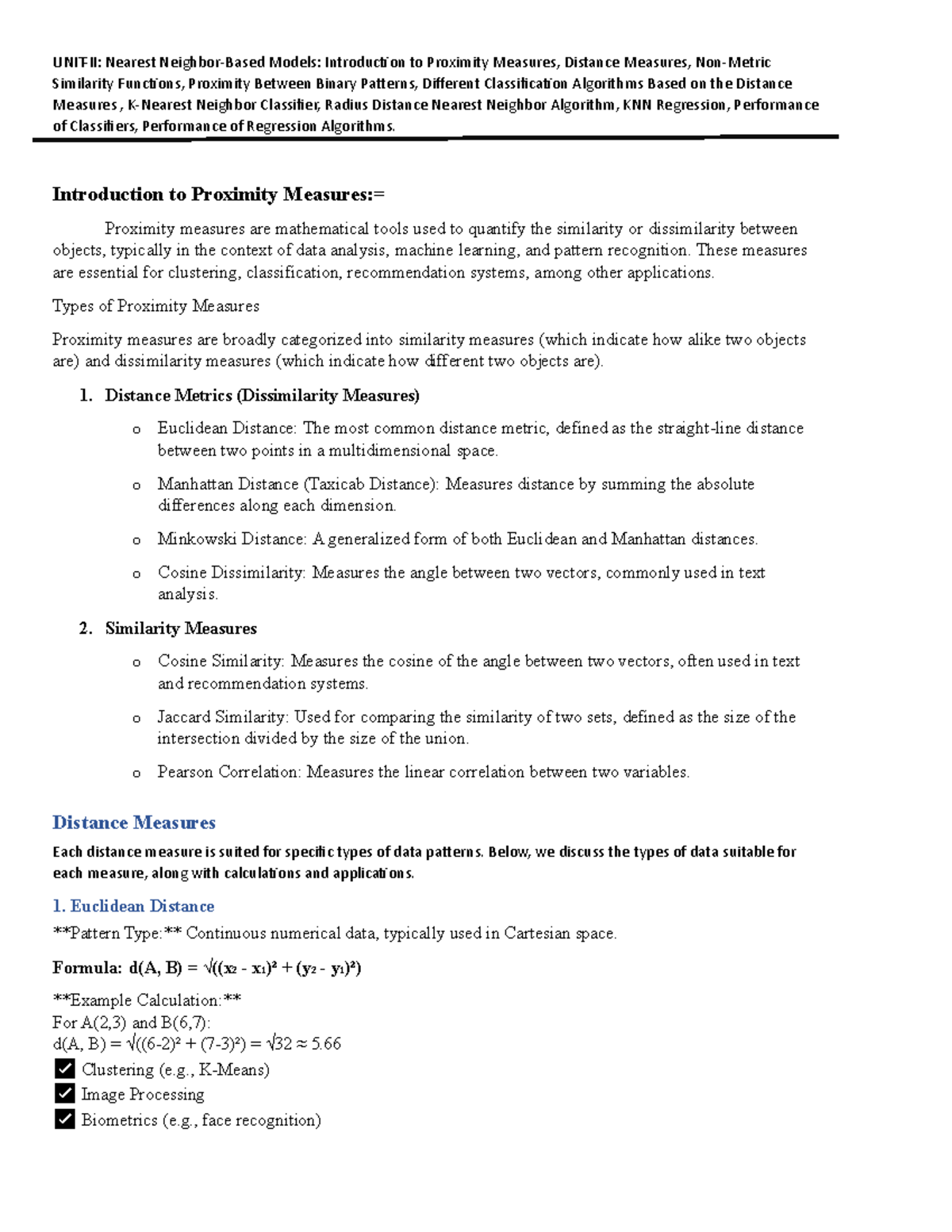UNIT-2 - SPM Notes: Proximity Measures & Classification Algorithms ...
