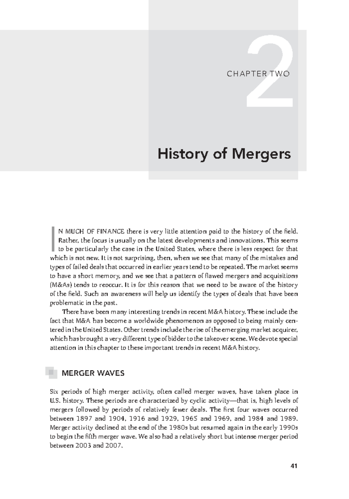 Chapter 2: History of Mergers in Finance (M&A 101) - Studocu
