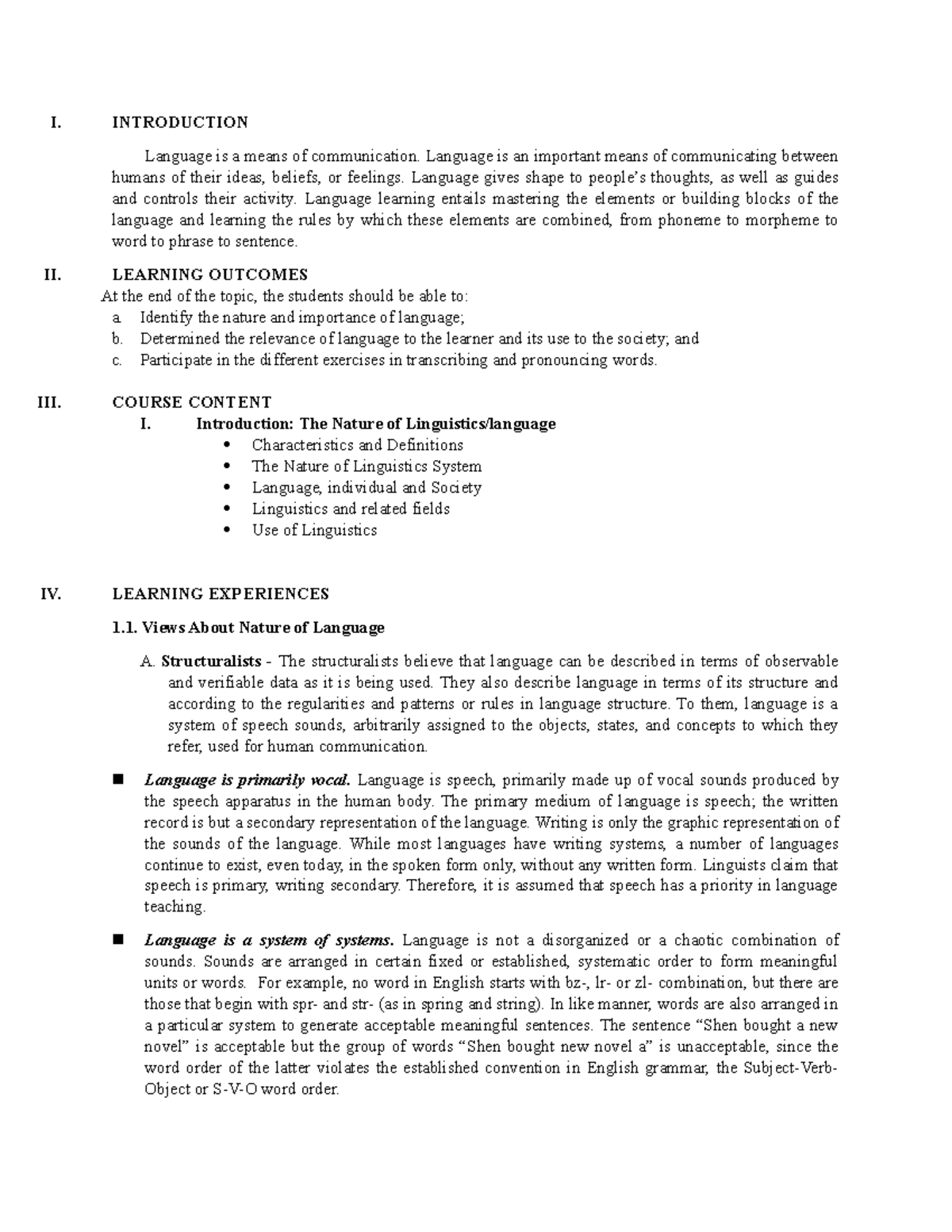 Module 1 part 1 - INTRODUCTION TO ENGLISH LANGUAGE, SOCIETY AND CULTURE - I. INTRODUCTION ...