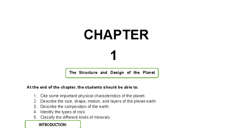 CHAPTER 1: Structure and Design of Planet Earth - Lesson 1 - Studocu