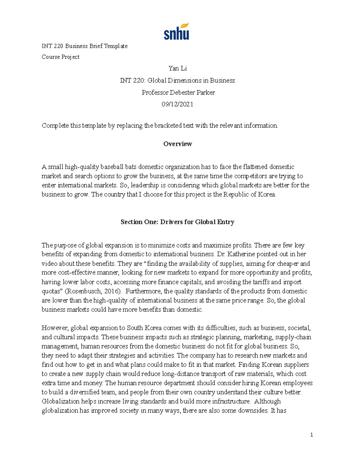 INT 220 - week2 - Milestone 1 - Business Brief Template - INT 220 ...