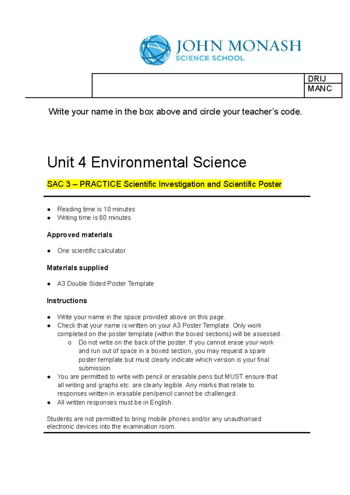 Year 12 Environmental Science 3: Giant Kelp Growth Investigation Poster ...