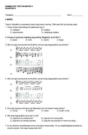 Summative TEST Science 4 - SCIENCE 4 QUARTER 3 SUMMATIVE TEST I. Write ...
