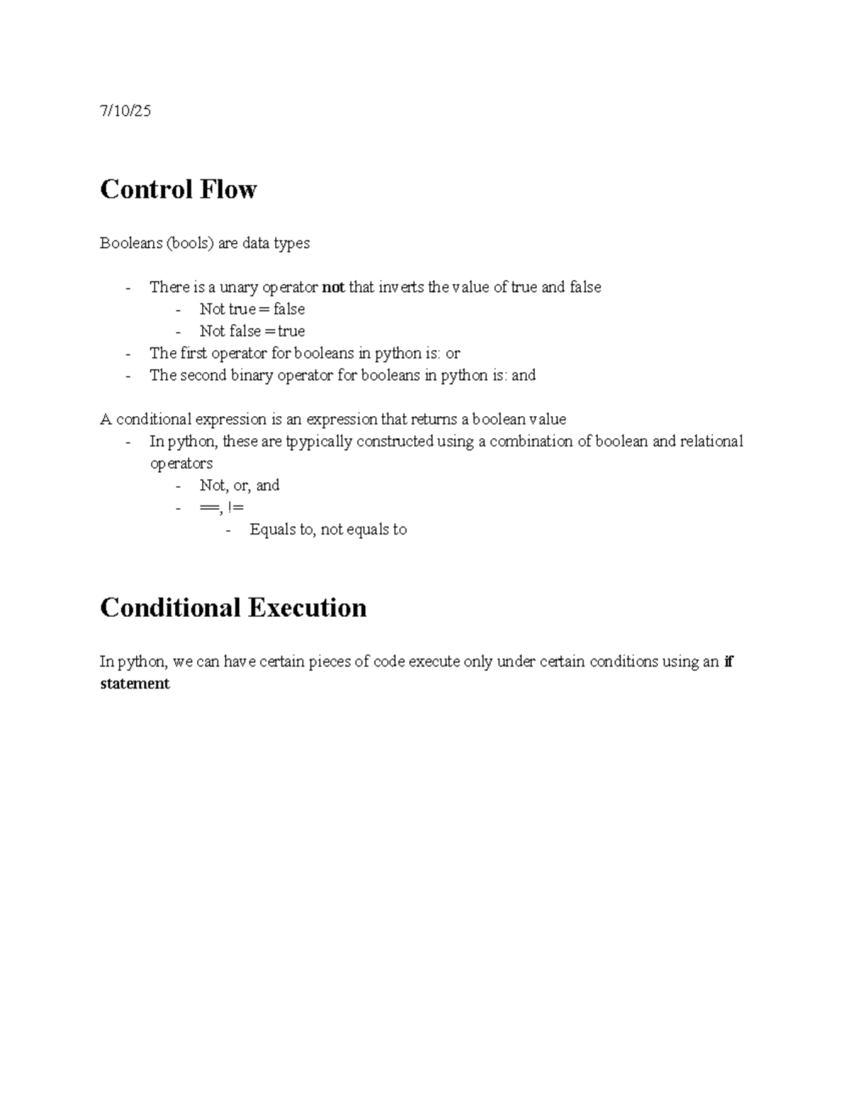 Control Flow and Boolean Operations in Python - 7/10/ Control Flow Booleans (bools) are data ...