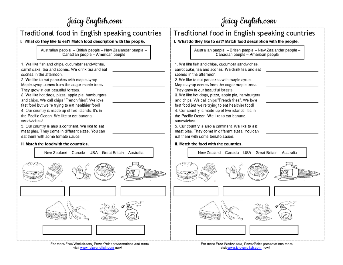 03 traditional food in english speaking countries - Juicy English Juicy ...