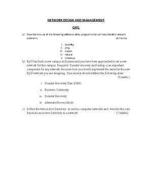 Lecture 5 - Know how to design the network - NETWORK MANAGEMENT Network ...
