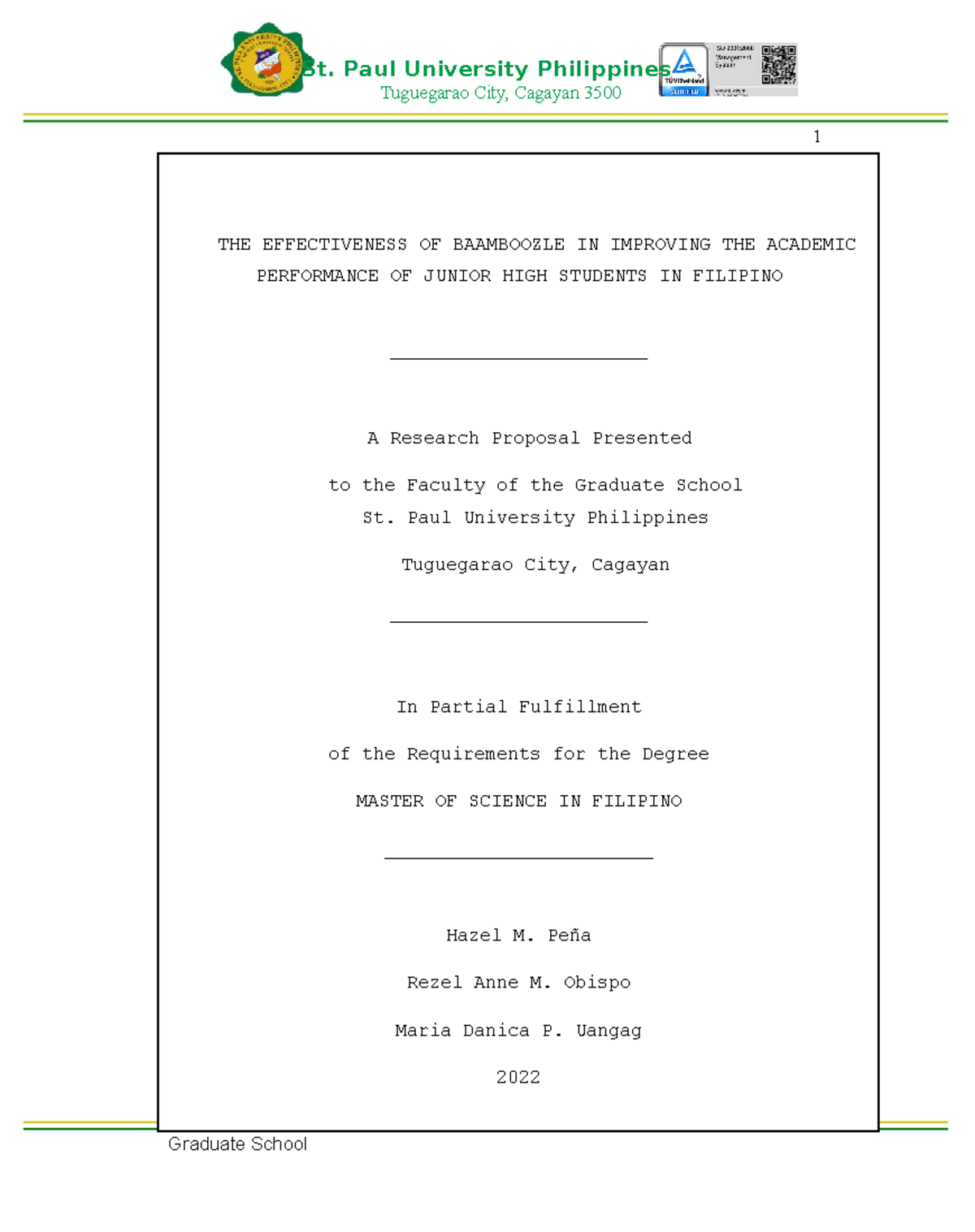 Research Proposal: The Effectiveness of Baamboozle in Filipino Learning ...