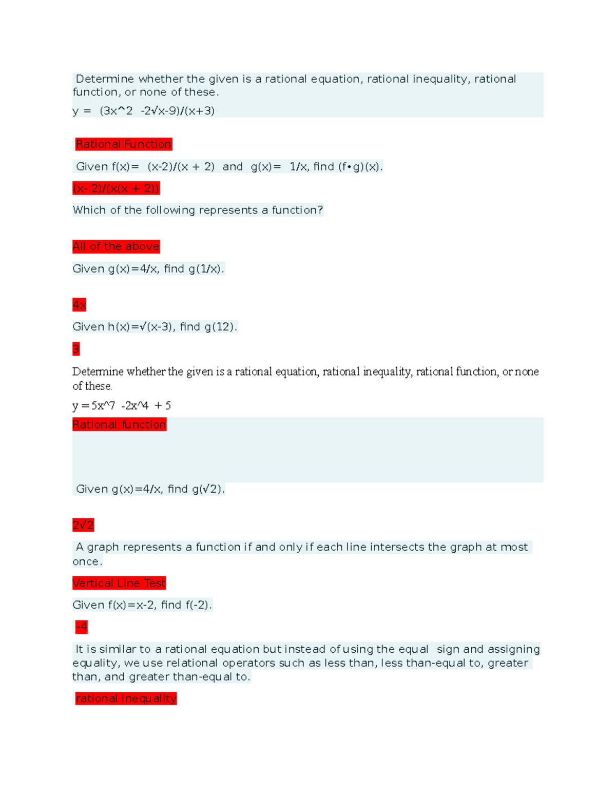 Genmath - Rational Functions and Inequalities Overview - Studocu