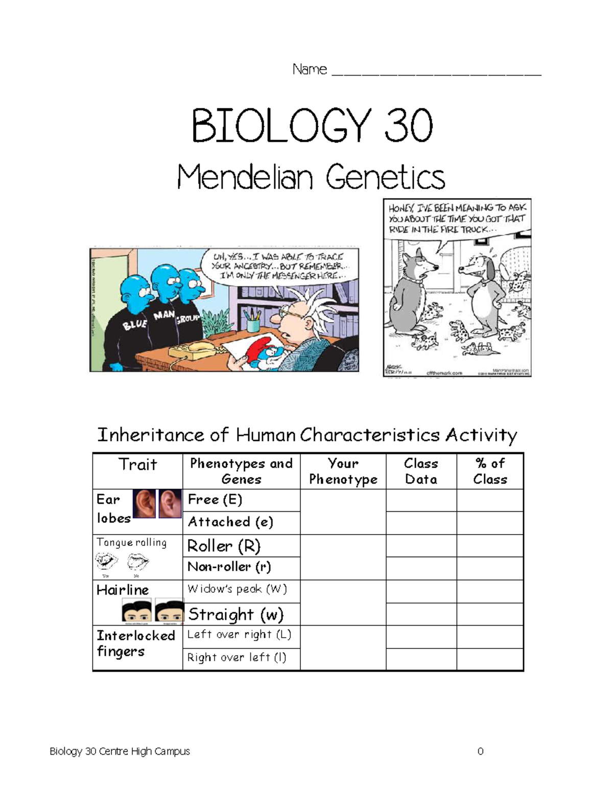 Unit 2 BIOLOGY 30 Mendelian Genetics: Traits, Phenotypes, and ...