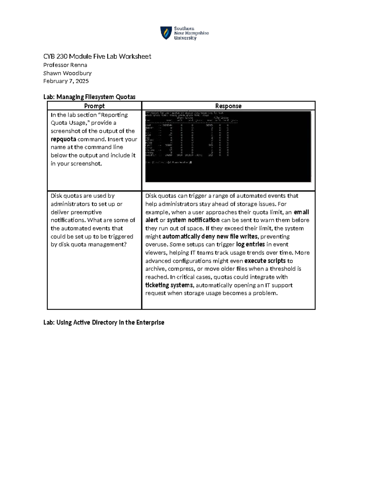 CYB 230 Module Five Lab Worksheet - CYB 230 Module Five Lab Worksheet ...