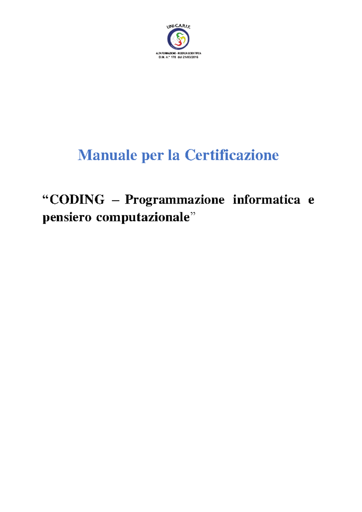 Modulo 1. Teorie Dellapprendimento E Modelli Didattici - Manuale per la Certificazione “CODING ...