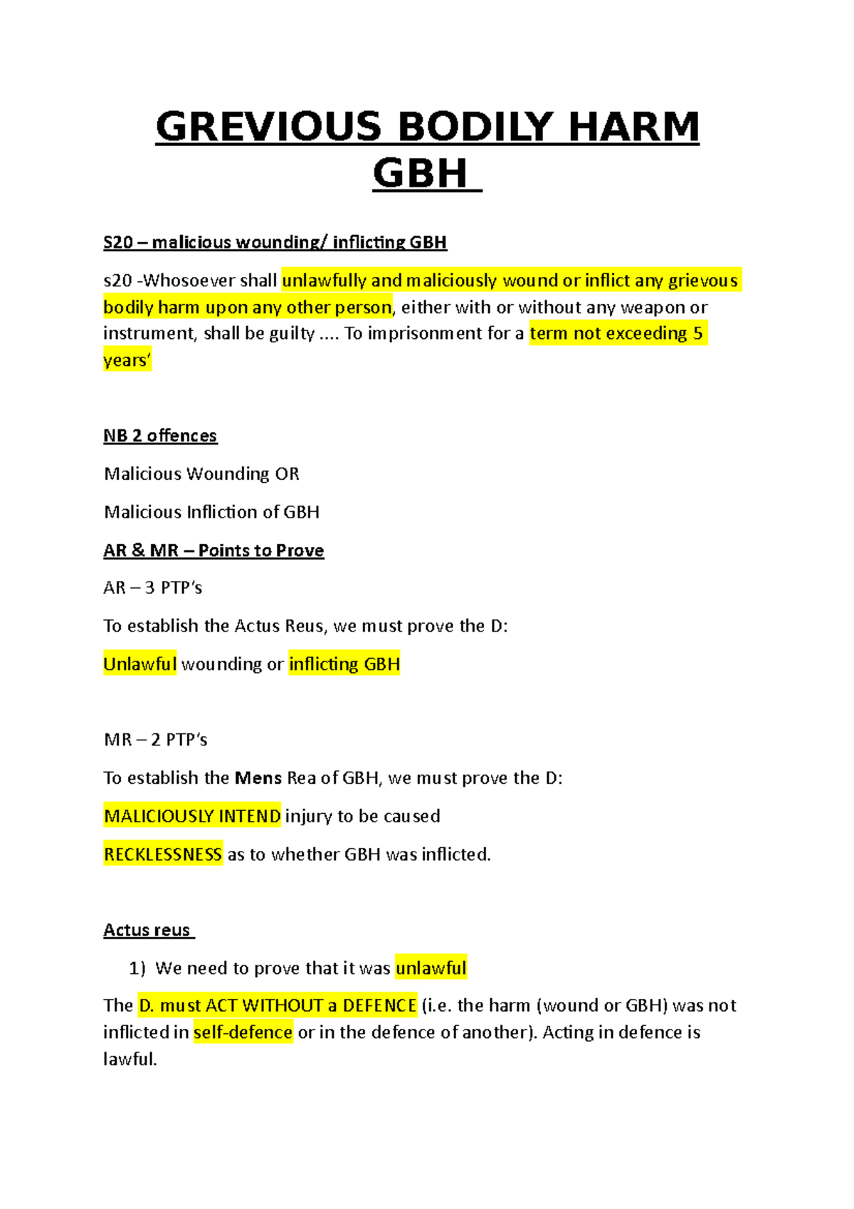 Grievous Bodily Harm (GBH): Understanding Legal Definitions & Cases ...