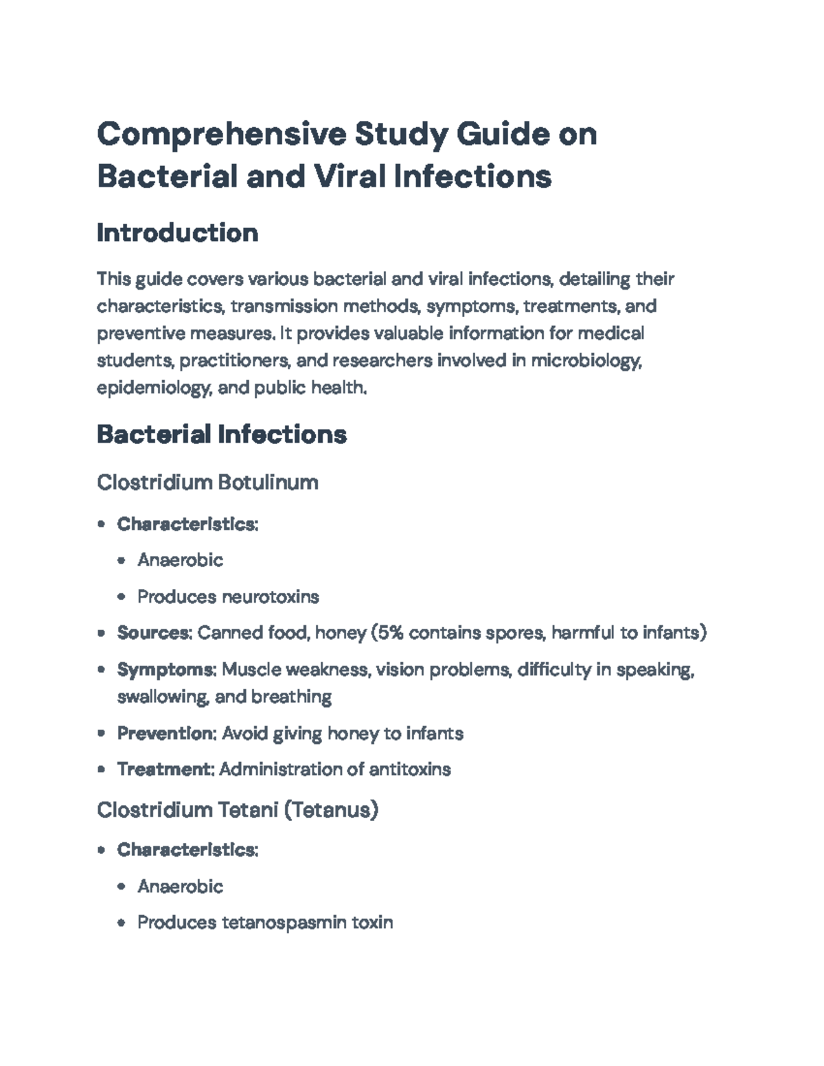 Comprehensive Study Guide: Bacterial & Viral Infections Overview - Studocu