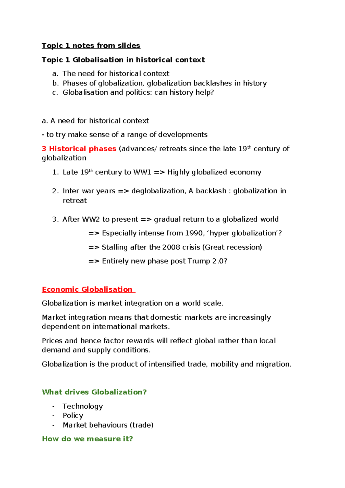 Historical Phases of Economic Globalisation: Trends and Impacts - Studocu