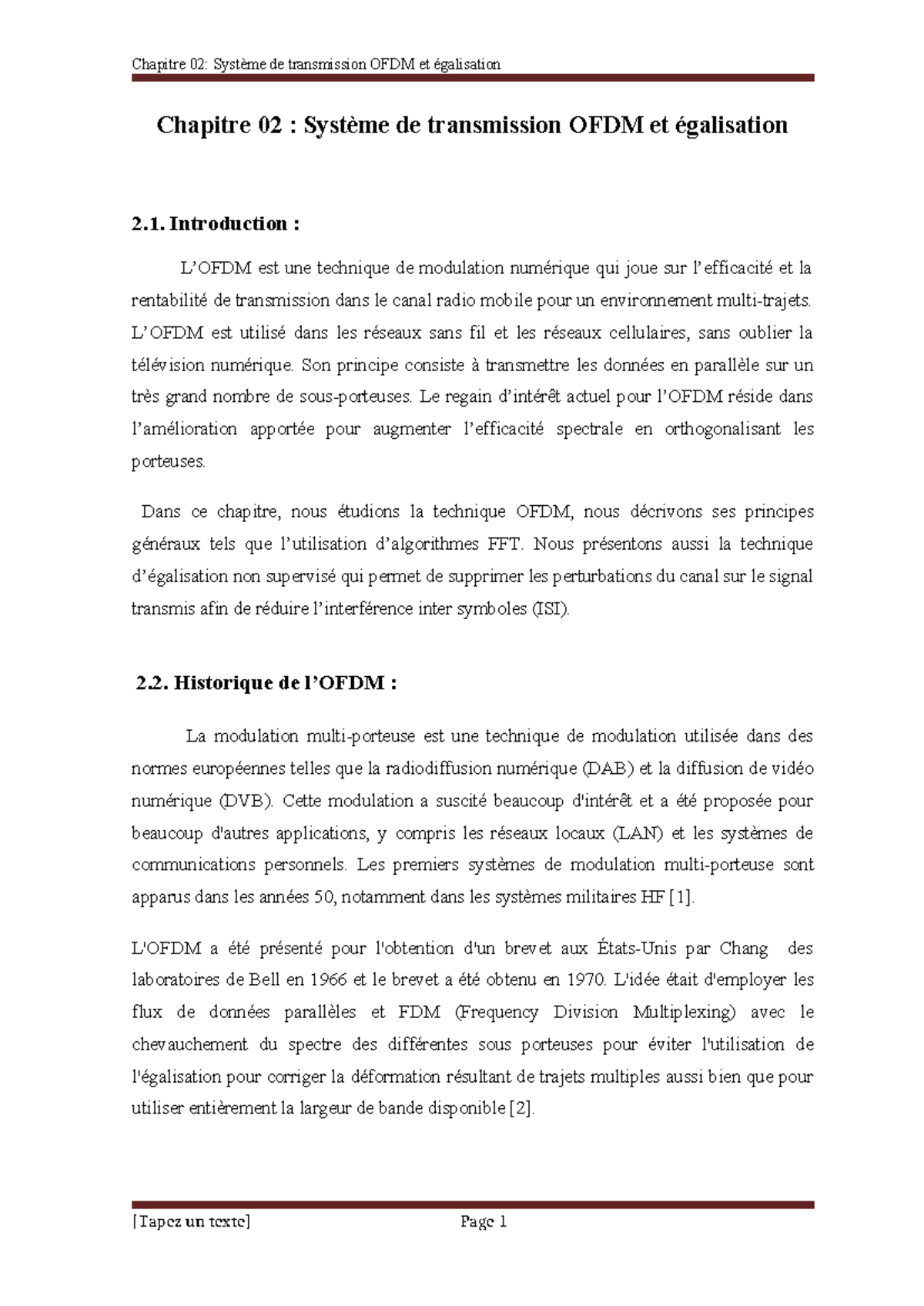 Chapitre 02: Système de transmission OFDM et égalisation - Notes de ...