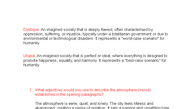 English 101: Analysis of Dystopian Themes in "The Pedestrian" - Studocu