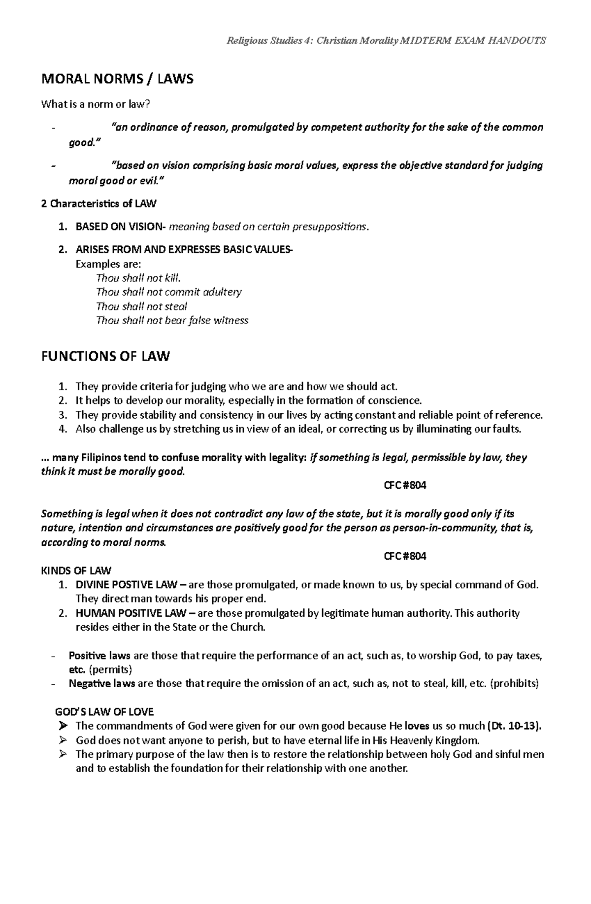 Moral Norms Lecture - MORAL NORMS / LAWS What is a norm or law? “an ...