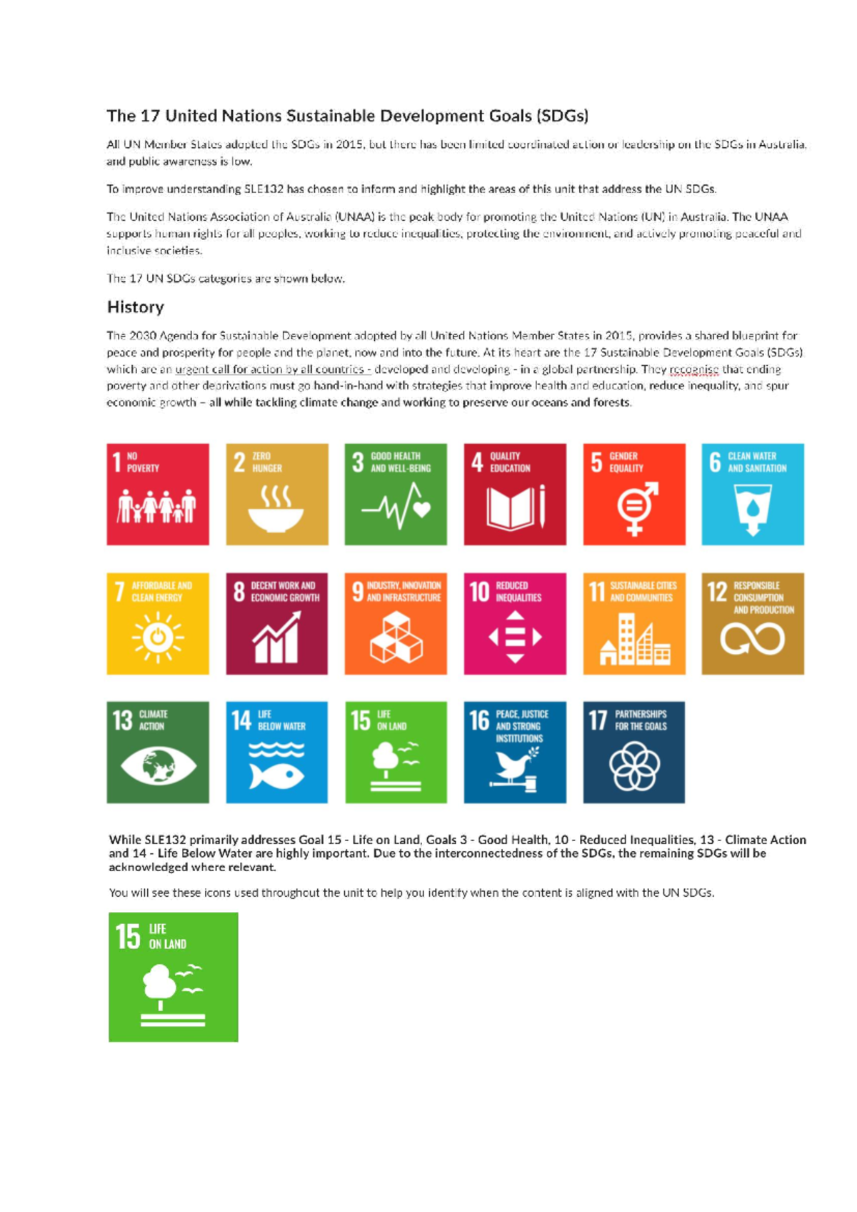 SLE132: Understanding the 17 UN Sustainable Development Goals - Studocu