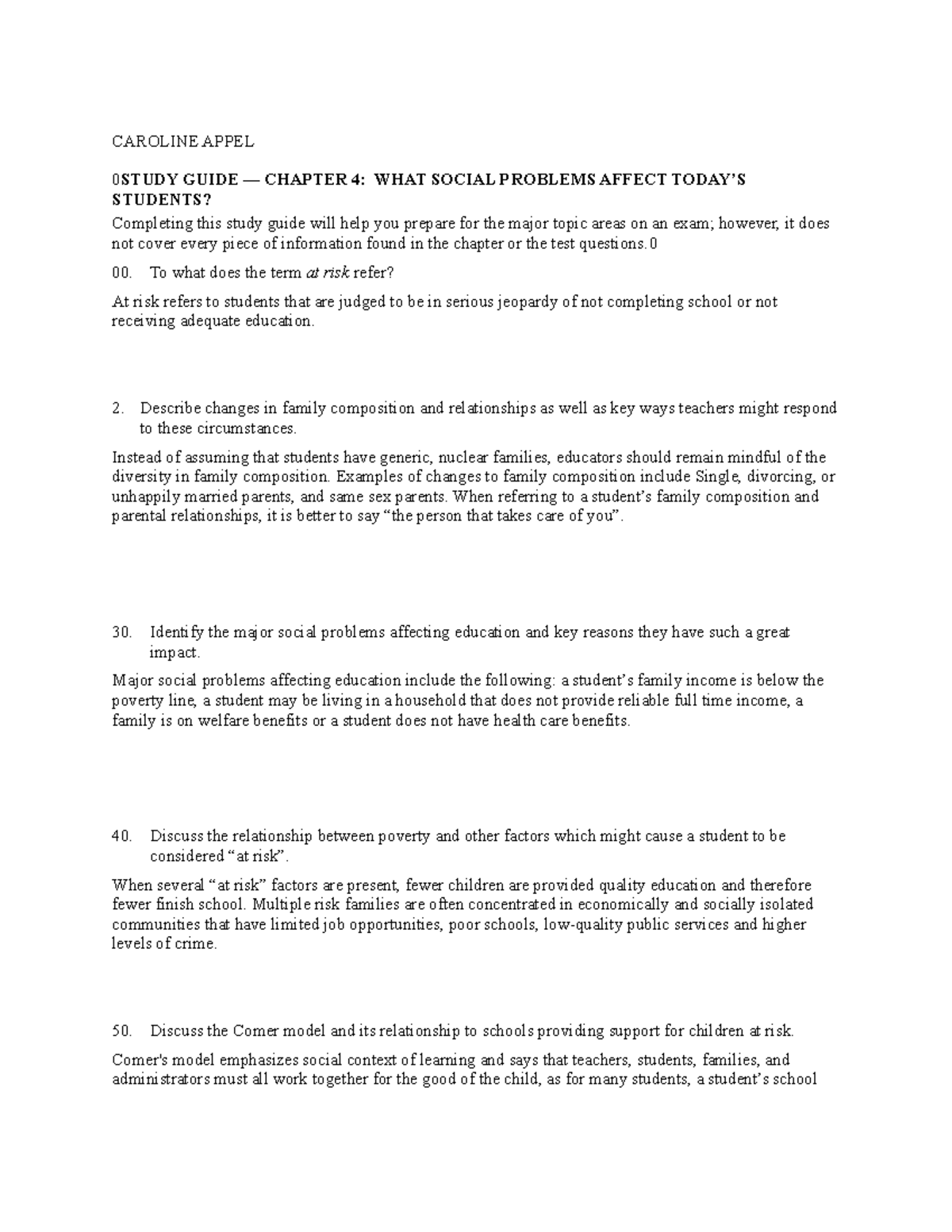 Chapter 4 Study Guide: Social Issues Impacting Today's Students - Studocu