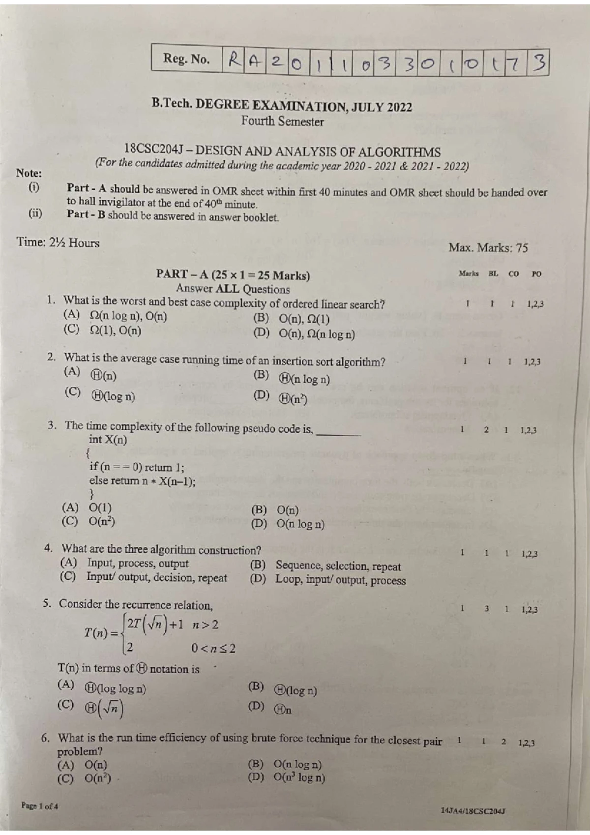University Exam 2025: DAA Algorithms Final Examination - Studocu