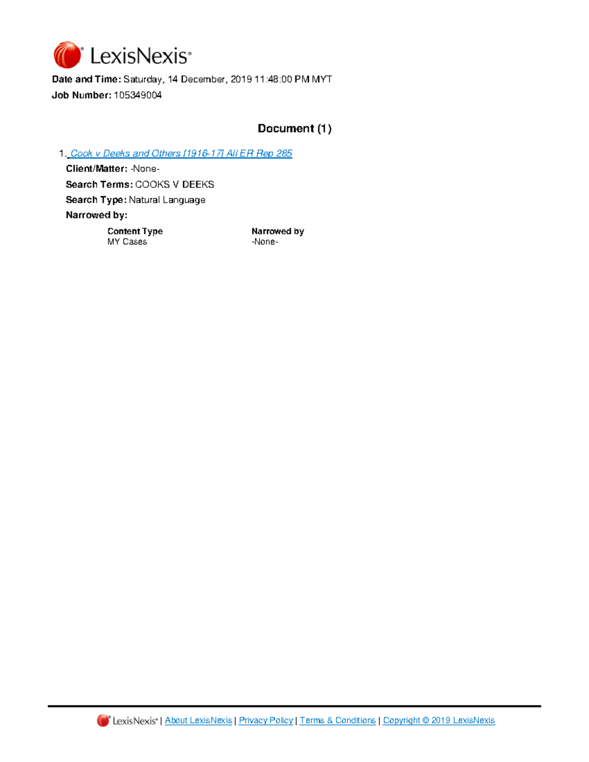 Cook v Deeks and Others [1916-17] All ER Rep 285 - Directors of a ...