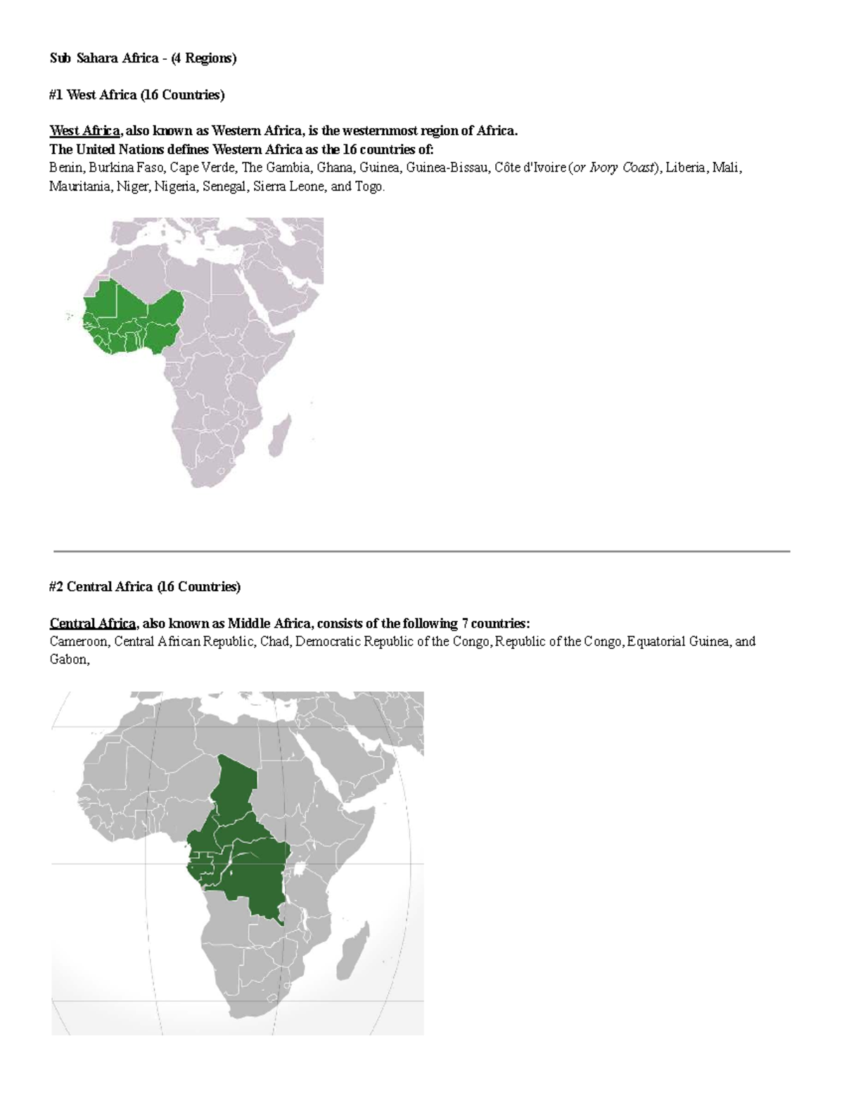 Sub-Saharan Africa: Overview of Four Main Regions - Sub Sahara Africa ...